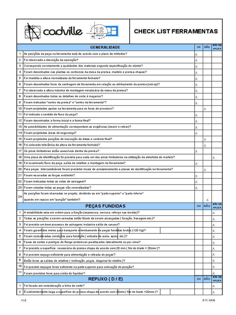 Check List de Ferramentas e Dispositivo 01-OK | PDF | Fundição ...