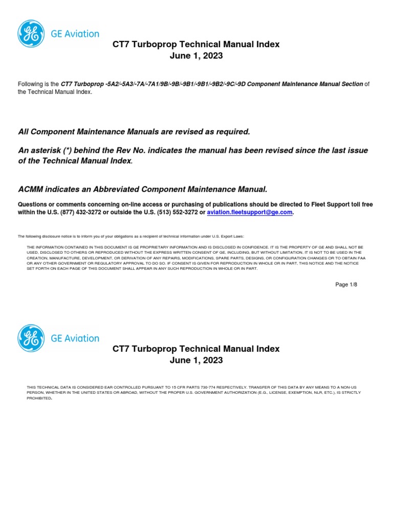 CT7 Turboprop Maintenance Index | PDF | Vehicles | Machines