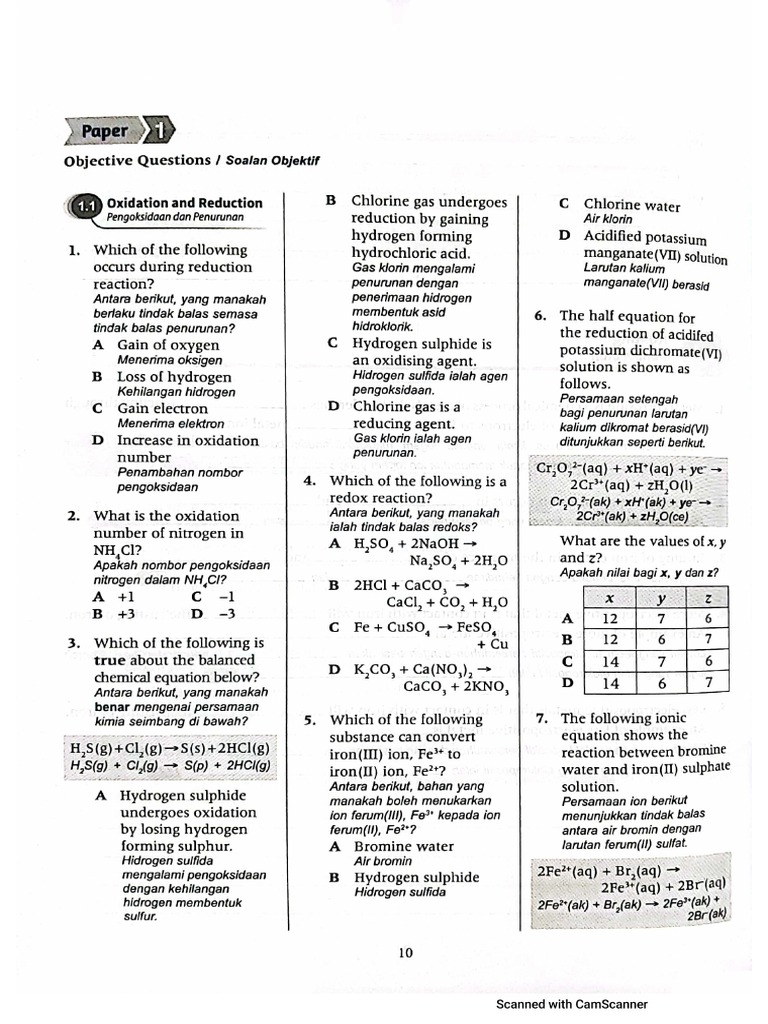 CHEM F5 C1 EXERCISE 20th Jan LN | PDF