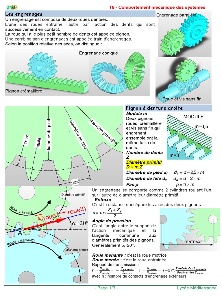 Comportement des Engrenages et Trains | PDF | Engrenage | Outils
