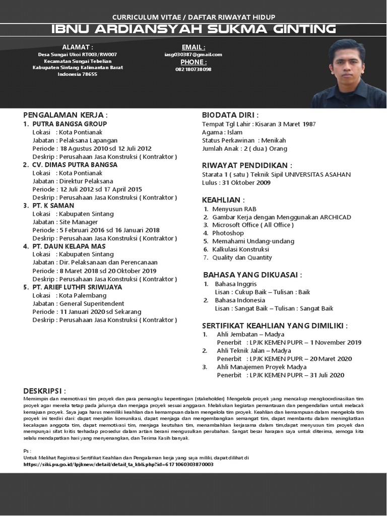 CV Ibnu Ardiansyah S Ginting Lengkap | PDF