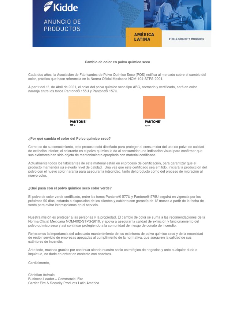 Cambio de Color en Polvo Químico Seco | PDF