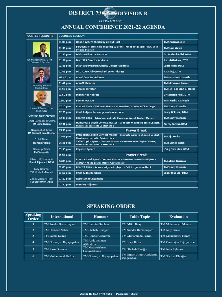 District 79 Division B Contest Agenda | PDF