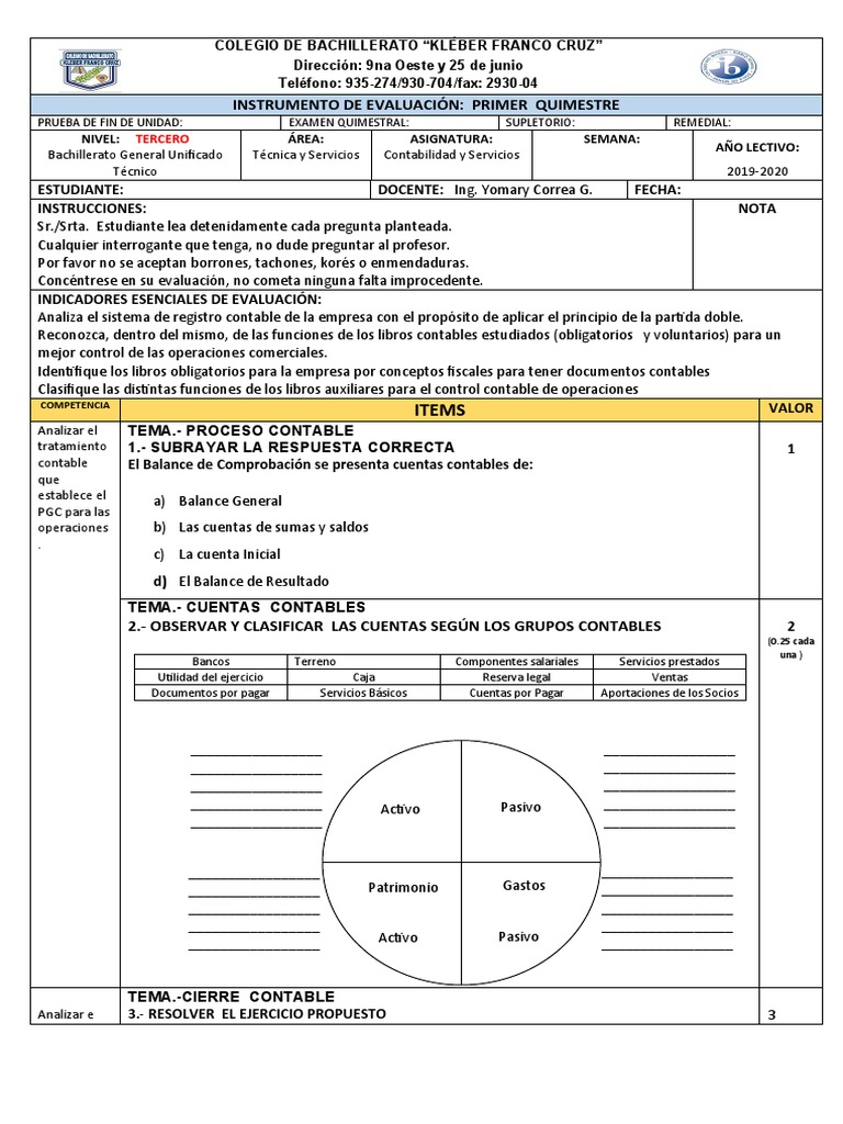 Contabilidad General 3 Quimestre 1 Pdf Contabilidad Economía