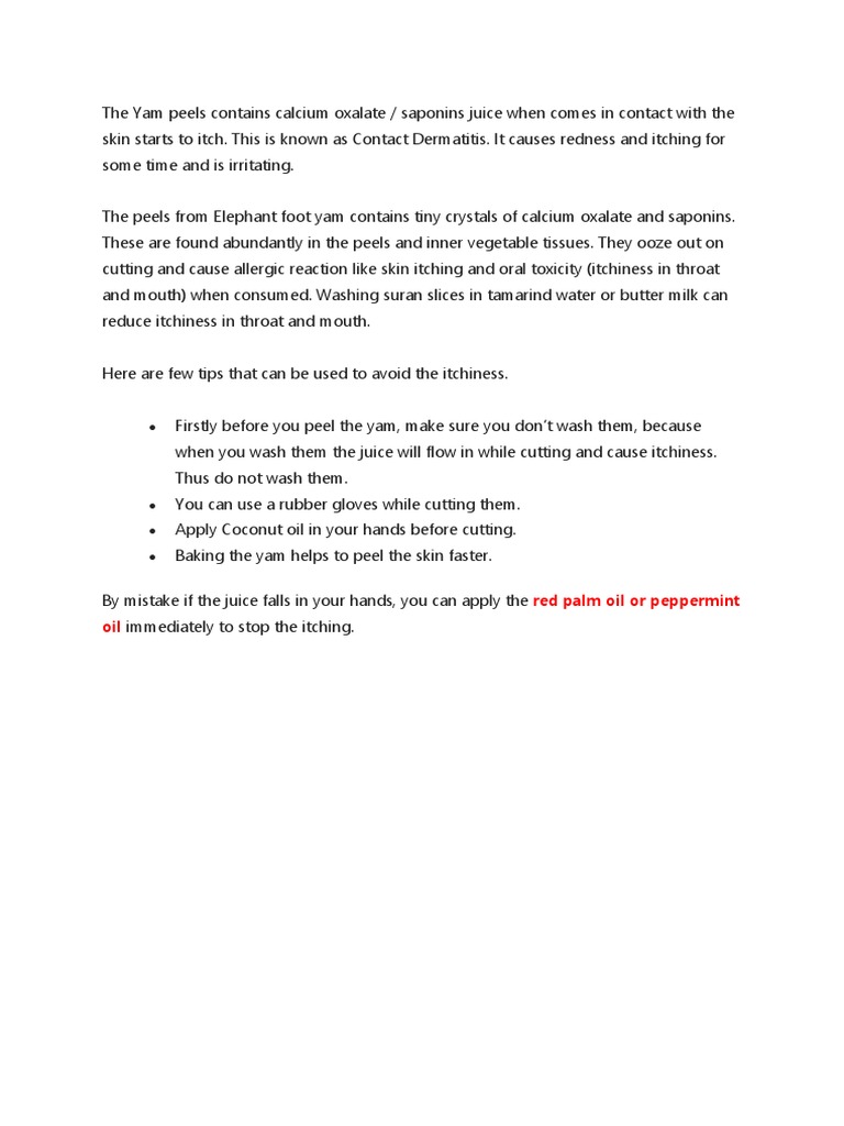 Preventing Yam Peel Itchiness | PDF