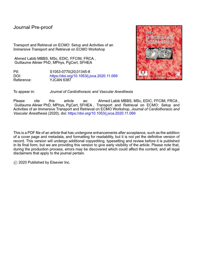 Transport and Retrieval On ECMO: Setup and Activities of An Immersive ...