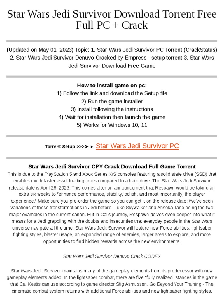 Star Wars Jedi Survivor 3d3c9 | PDF | Jedi | Computing