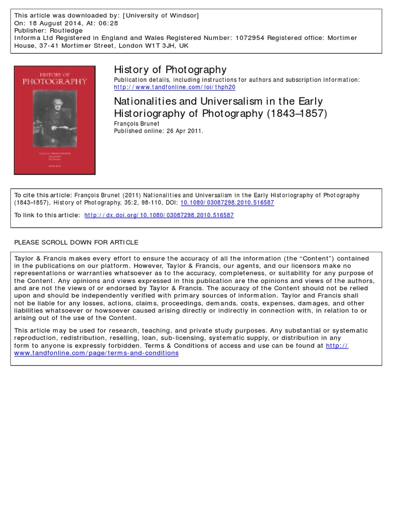 Early Photography: Nationalities vs. Universalism | PDF | History