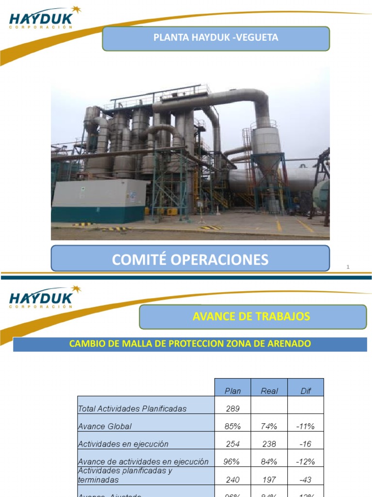 Avance de Trabajos Planta Hayduk-Vegueta | PDF