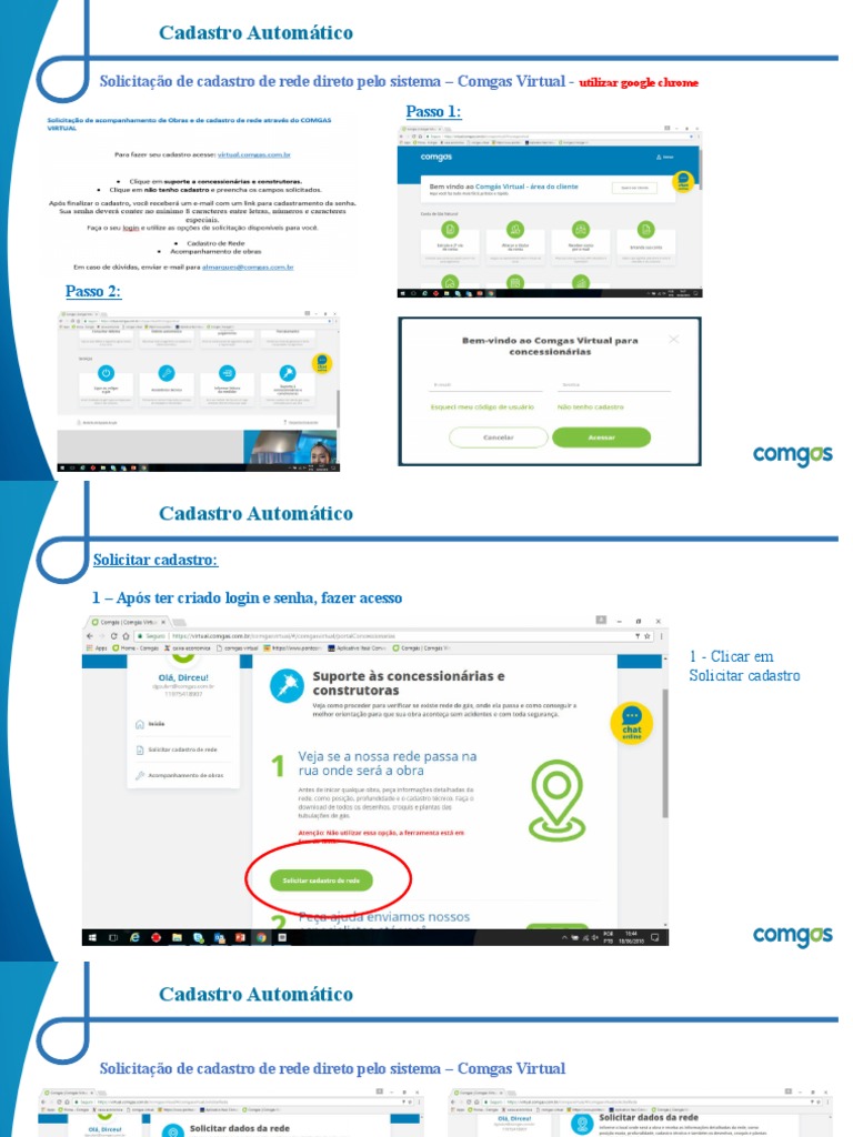 Comgas - Cadastro Automático - Instrução | PDF | Rede de computadores ...