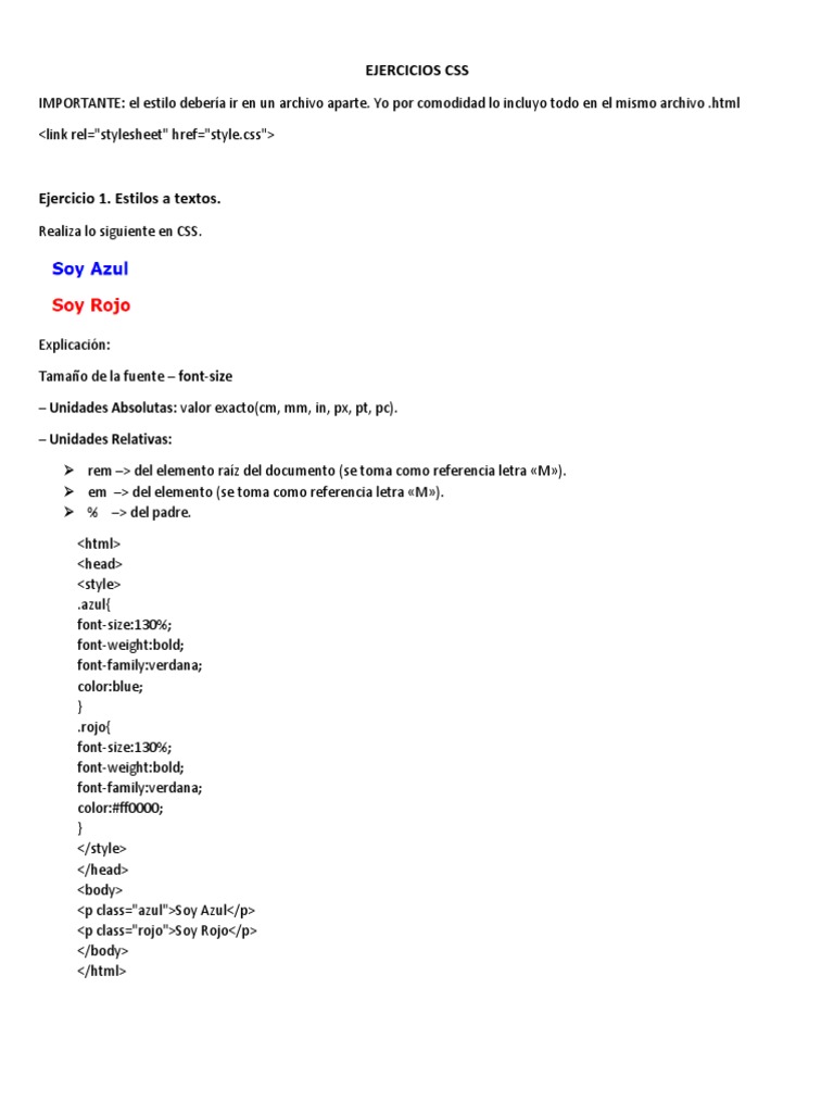 Ejercicios CSS | PDF | Ingeniería de software | Informática