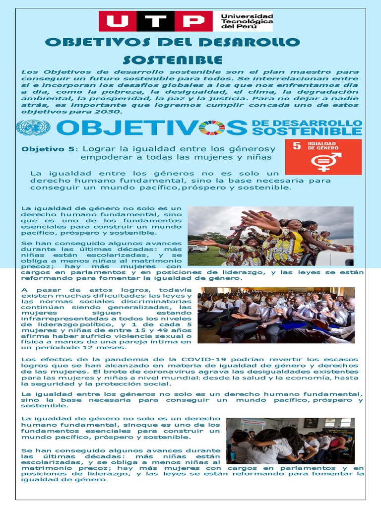 Infografía Sobre Uno de Los 17 ODS | PDF | Igualdad de género ...