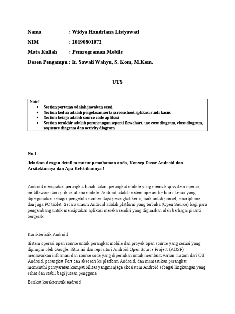 UTS Pemrograman Mobile | PDF