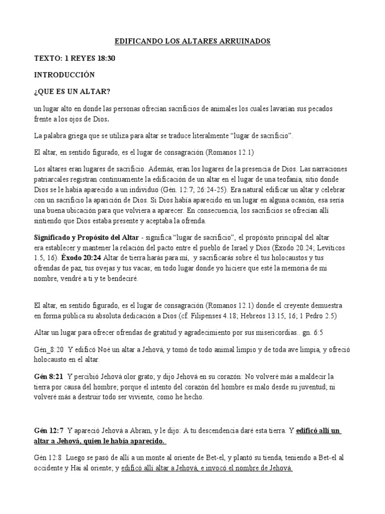 Edificando Los Altares Arruinados | PDF | Abrahán | Altar