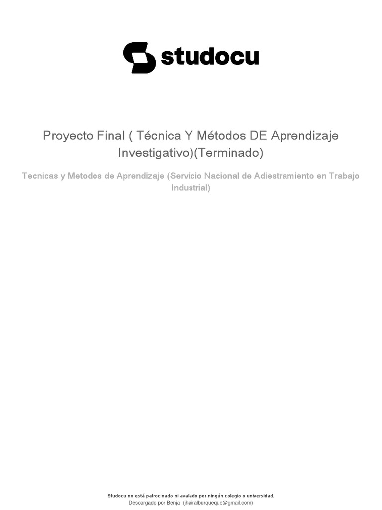Proyecto Final Tecnica y Metodos de Aprendizaje Investigativoterminado | PDF | Distribuidor | Teoría