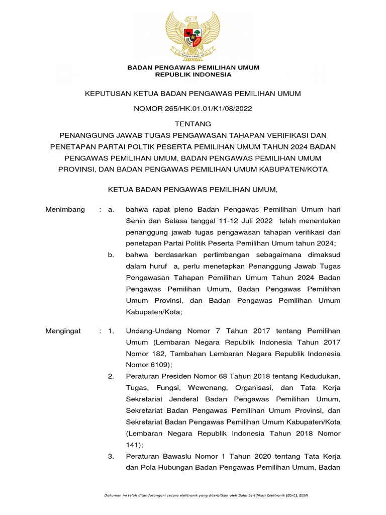 SK Pembagian Penanggungjawab Tahap Verpol | PDF