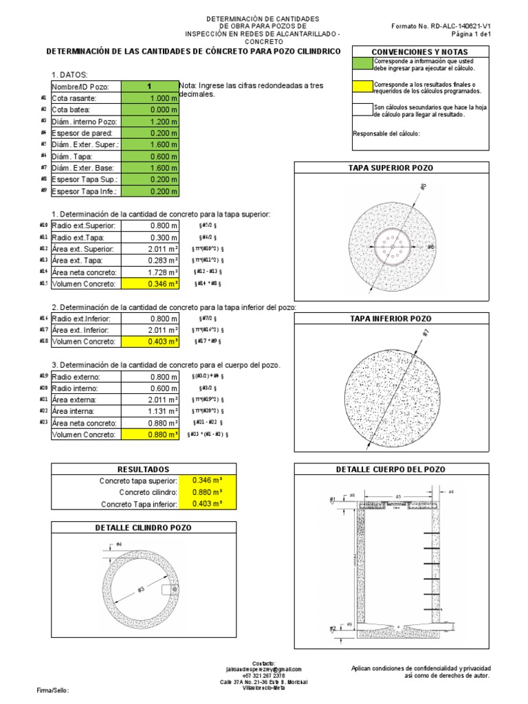 Cálculo Pozos de Inspección | PDF