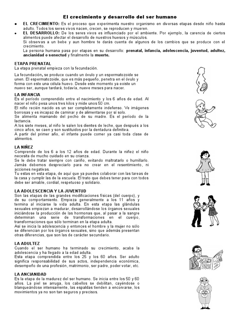 El Crecimiento y Desarrollo Del Ser Humano | PDF | Adultos | Infancia