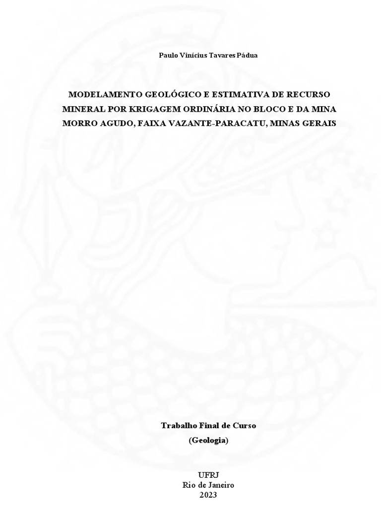 Modelamento Geológico na Mina Morro Agudo | PDF | Estimador | Variável ...