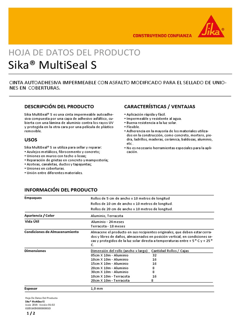 Sika MultiSeal S | PDF | Aluminio | Hormigón