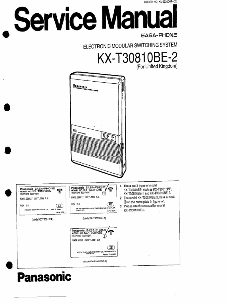 Panasonic KX T30810BE 2 Service ID2007 | PDF