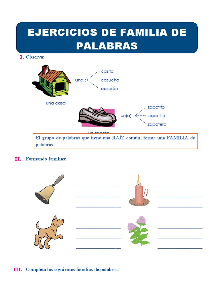 Ejercicios de Familia de Palabras para Tercer Grado de Primaria | PDF