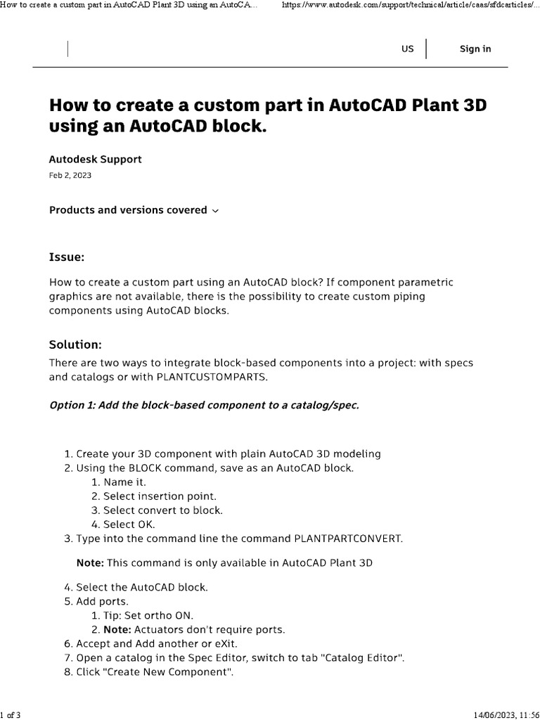 How To Create A Custom Part in AutoCAD Plant 3D Using An AutoCAD Block ...