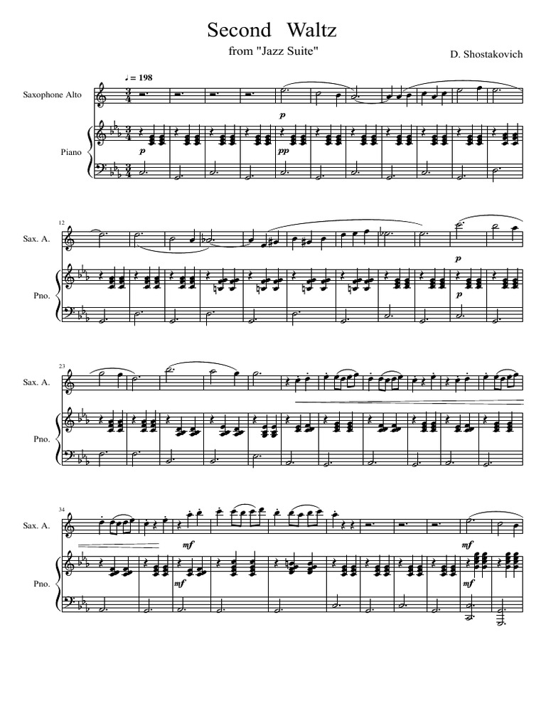 Shostakovich - Waltz No.2 SaxoPiano | PDF | Sound Technology | American Popular Music