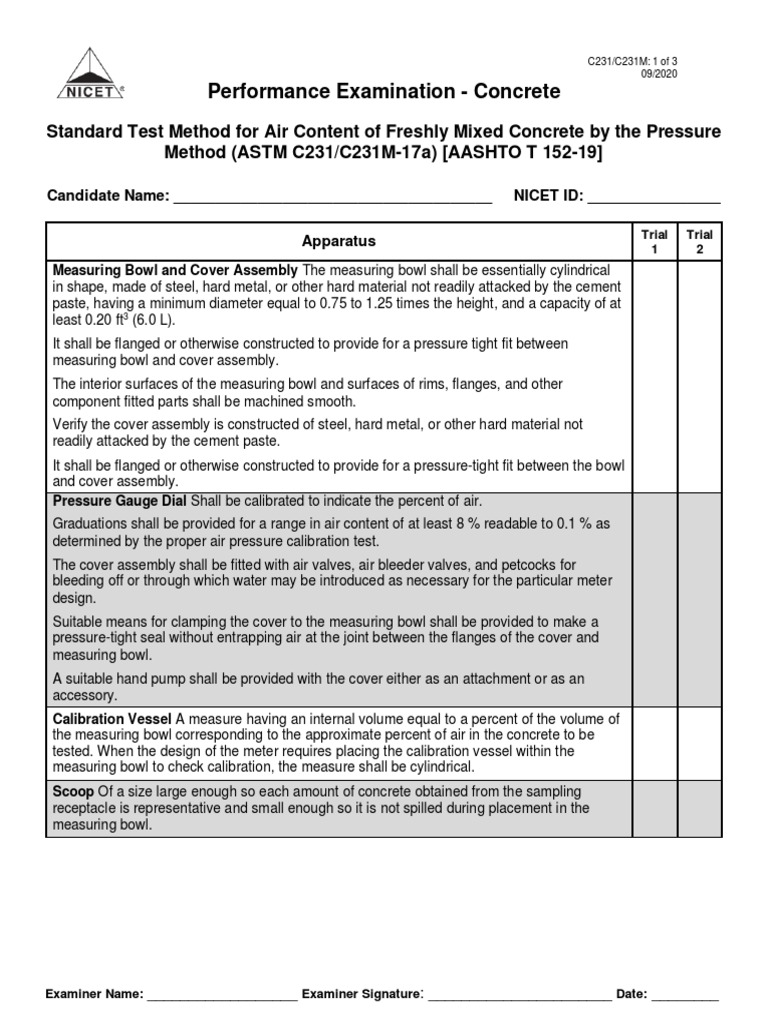 Astm - c231 c231m 17a | PDF | Concrete | Valve