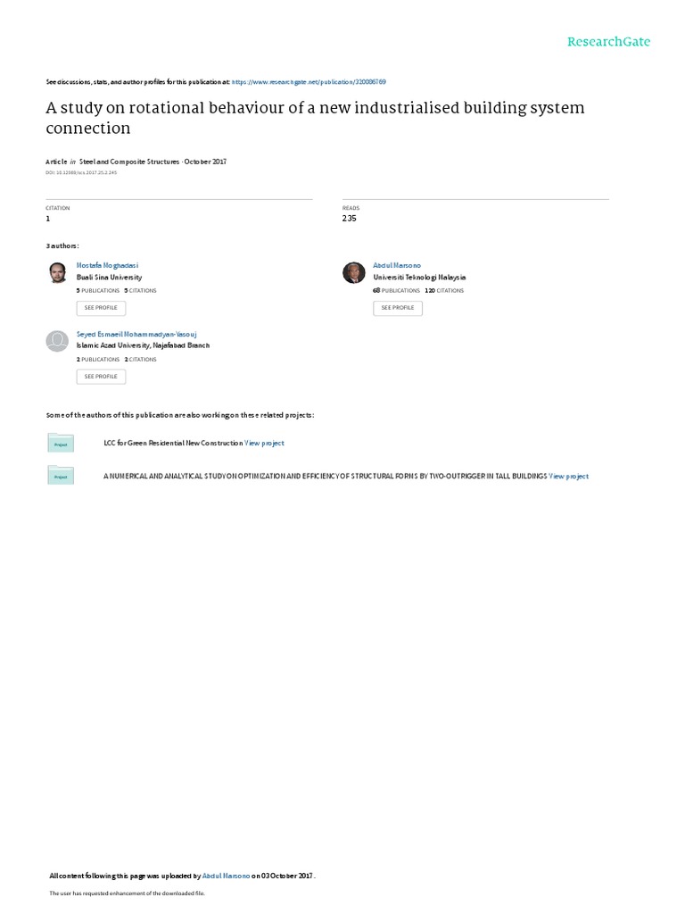 A Study On Rotational Behaviour of A New Industrialised Building System ...