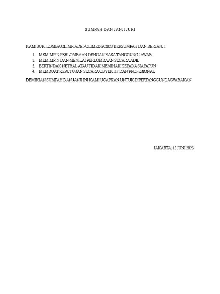 Sumpah Dan Janji Juri | PDF