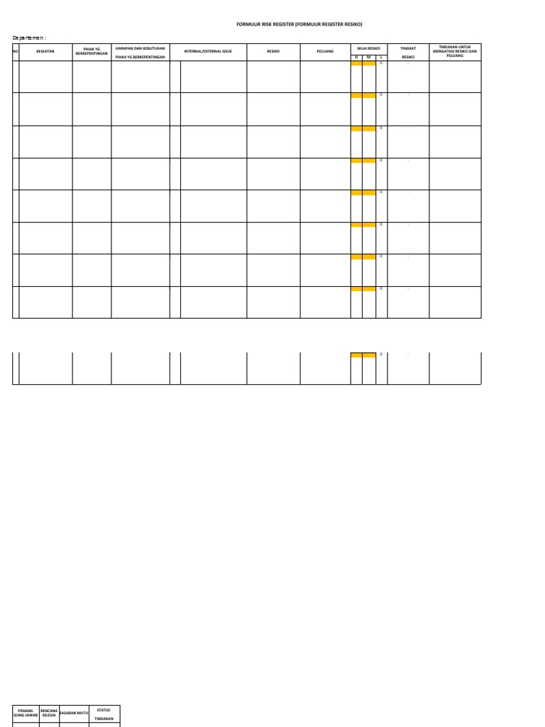 Risk Register QMS - Form - Template | PDF