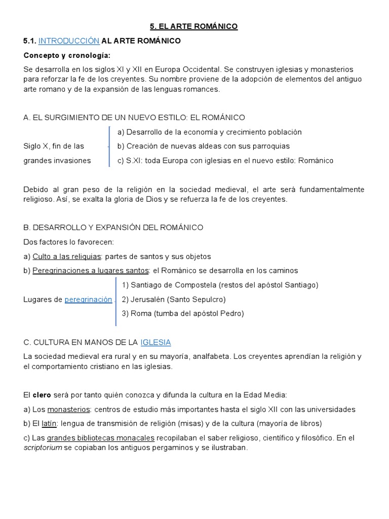 5.1. Introducción Al Arte Románico. Contexto Histórico. | PDF