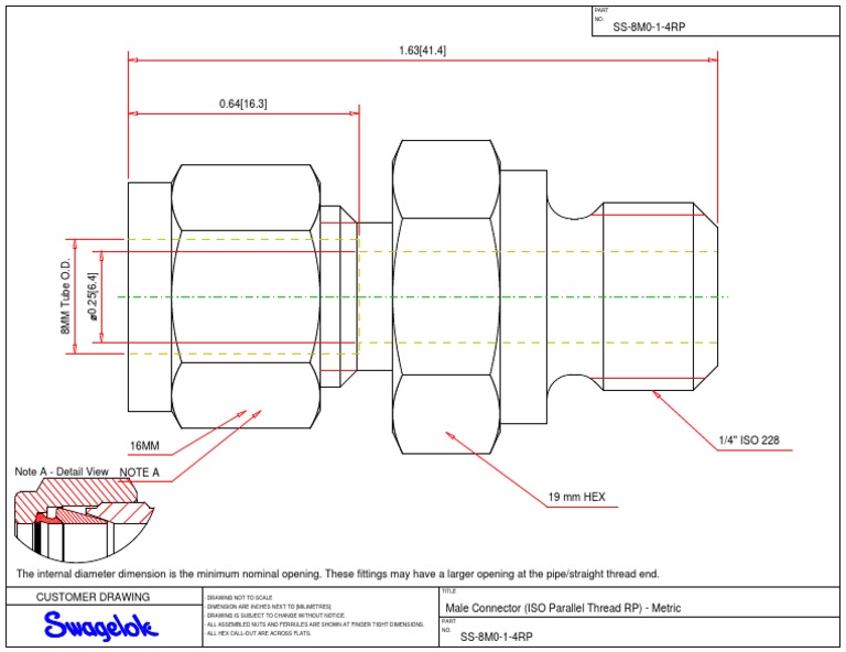 SS 8M0 1 4RP SwagelokCompany 2DSalesDrawing 06 08 2023 | PDF
