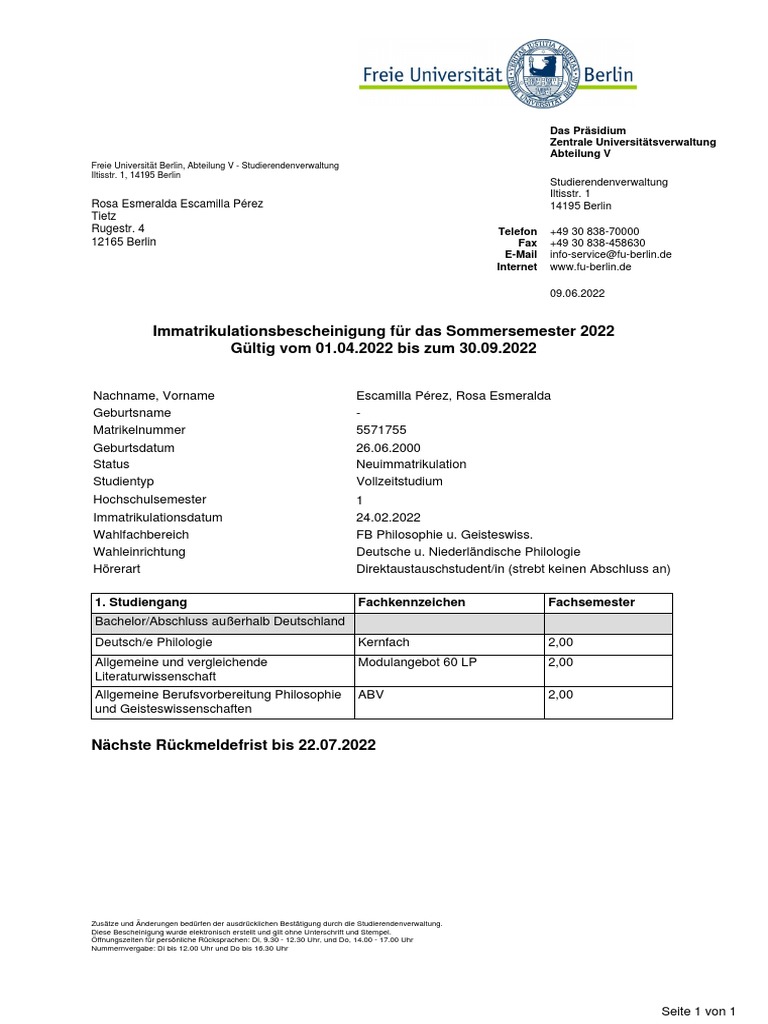 SLCM Studentenkorrespondenz | PDF
