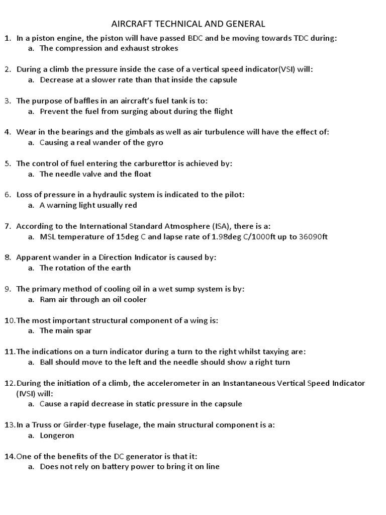 Aircraft Technical and General | PDF | Airspeed | Carburetor