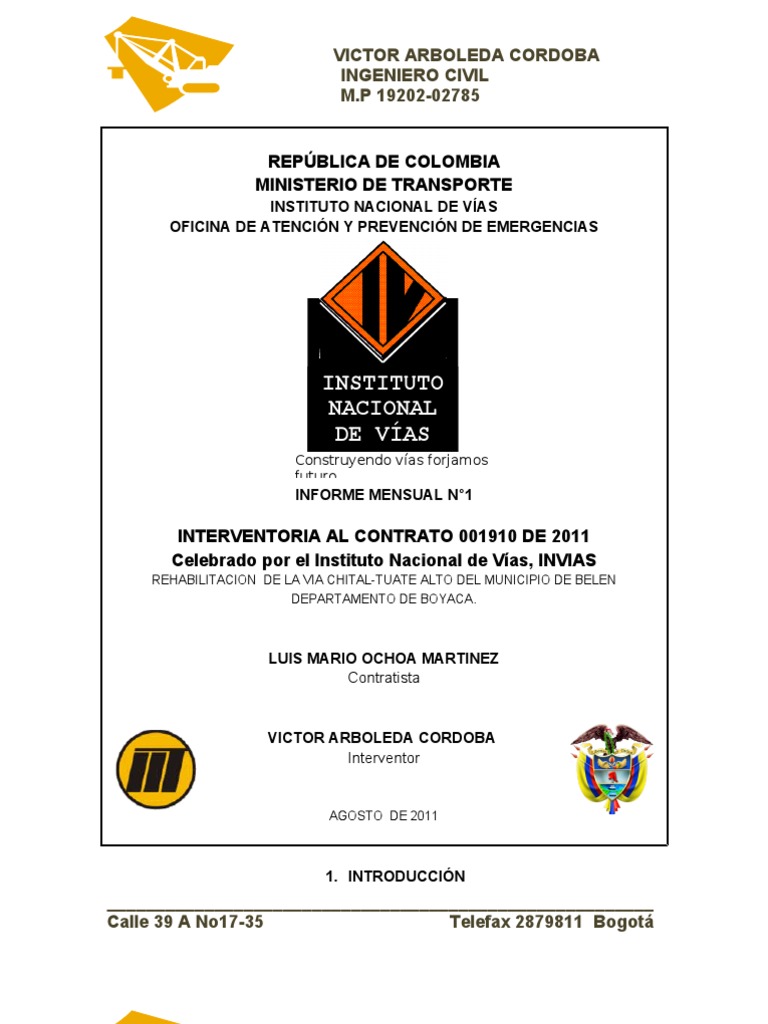 INFORME 2 DE INTERVENTORIA | Bogotá | Ingeniero civil