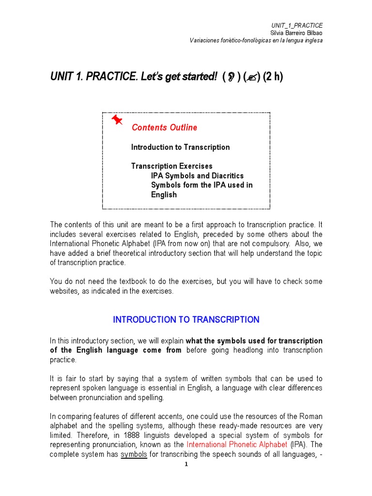 Unit 1 Practice | PDF | Phoneme | Consonant