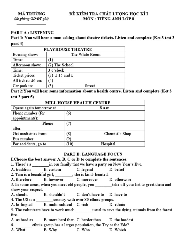 8a1 - de Luyen 6,7,8 (30-12-2022) | PDF | Vietnamese People | Rice