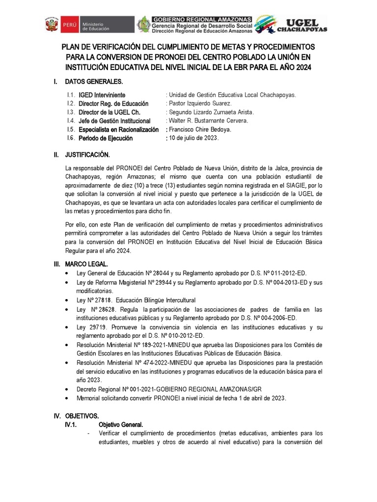 Plan de Conversion de Pronoei A Iei CP La Union | PDF