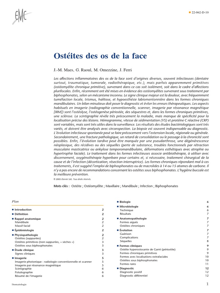 Ostéites des os de la face | PDF | Infection | Imagerie par résonance ...