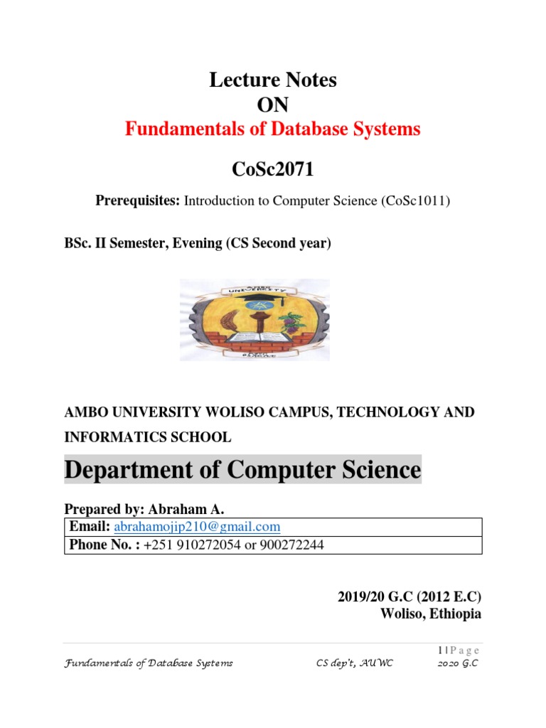 DB System Lecture Note All in One | PDF | Databases | Relational Database