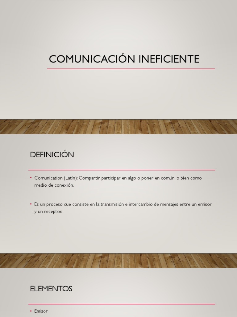 Definición de Comunicación Ineficiente | PDF | Comunicación | Ciencia ...
