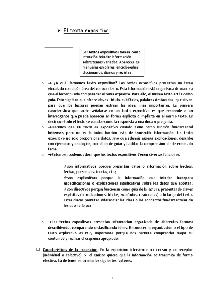 El Texto Expositivo | PDF | Información | Analogía