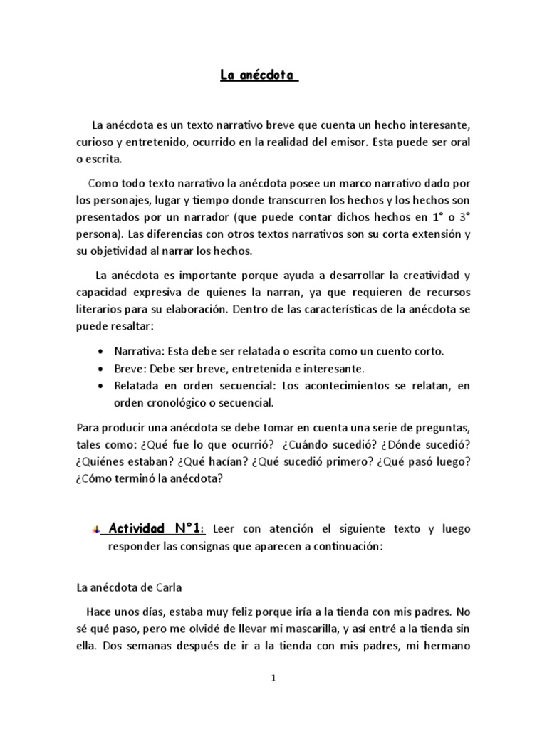 La Anécdota | PDF | Narración