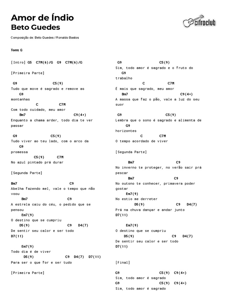 Beto Guedes - Amor de Índio | PDF