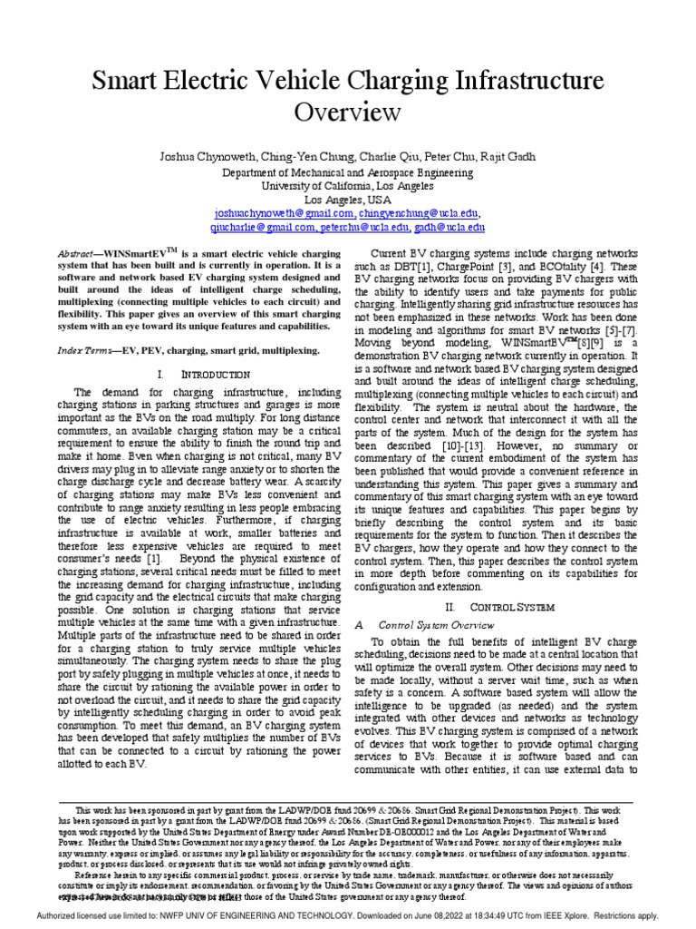 Smart Electric Vehicle Charging Infrastructure Overview | PDF ...