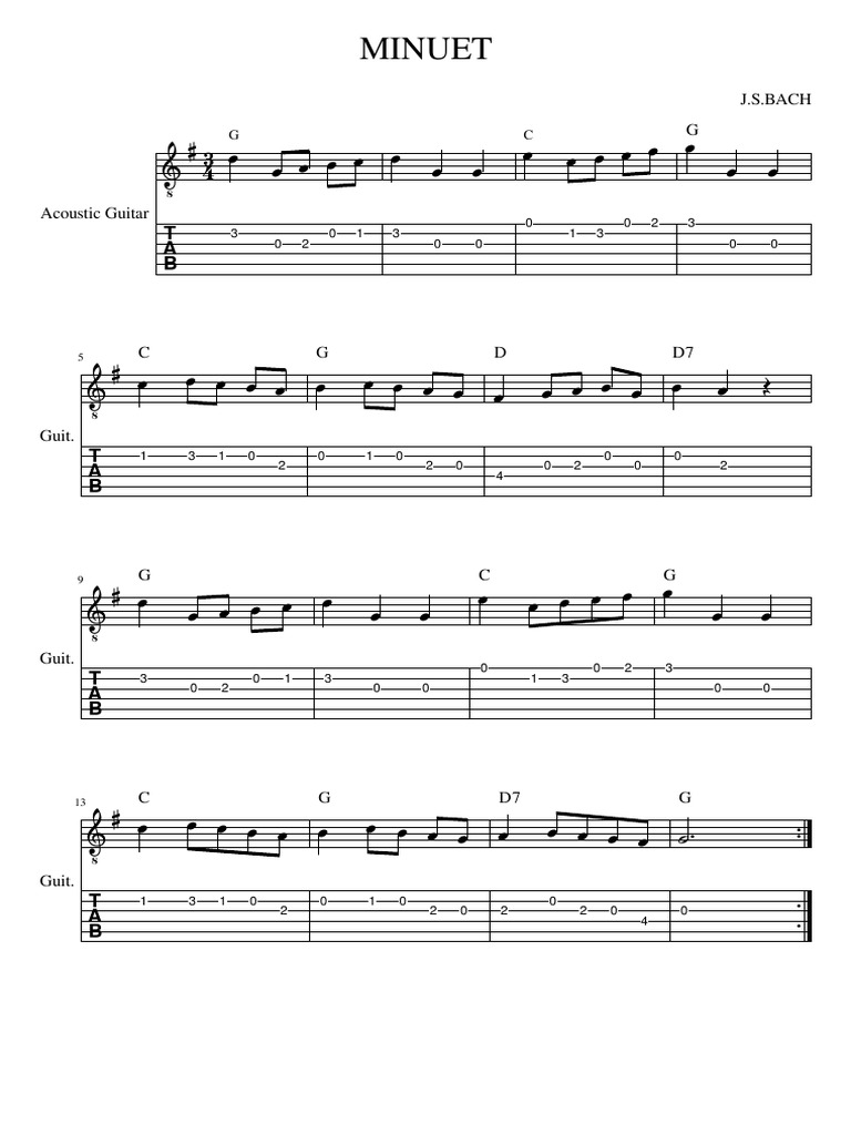 Bach Minuet for Guitar Sheet Music | PDF