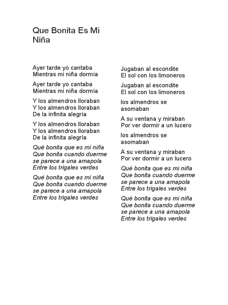Que Bonita Es Mi Niña | PDF