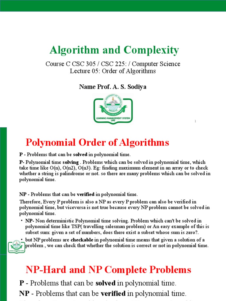 CSC 305 VTL Lecture 05 2021 | PDF | Time Complexity | Algorithms And ... CSC 305 VTL Lecture 05 2021 | PDF | Time Complexity | Algorithms And ...